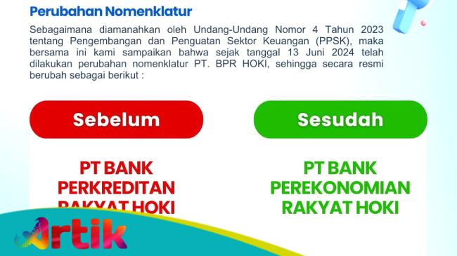 HOKIbank Lebih Hoki Bersama Kami, Perubahan Nomenklatur Resmi Diumumkan